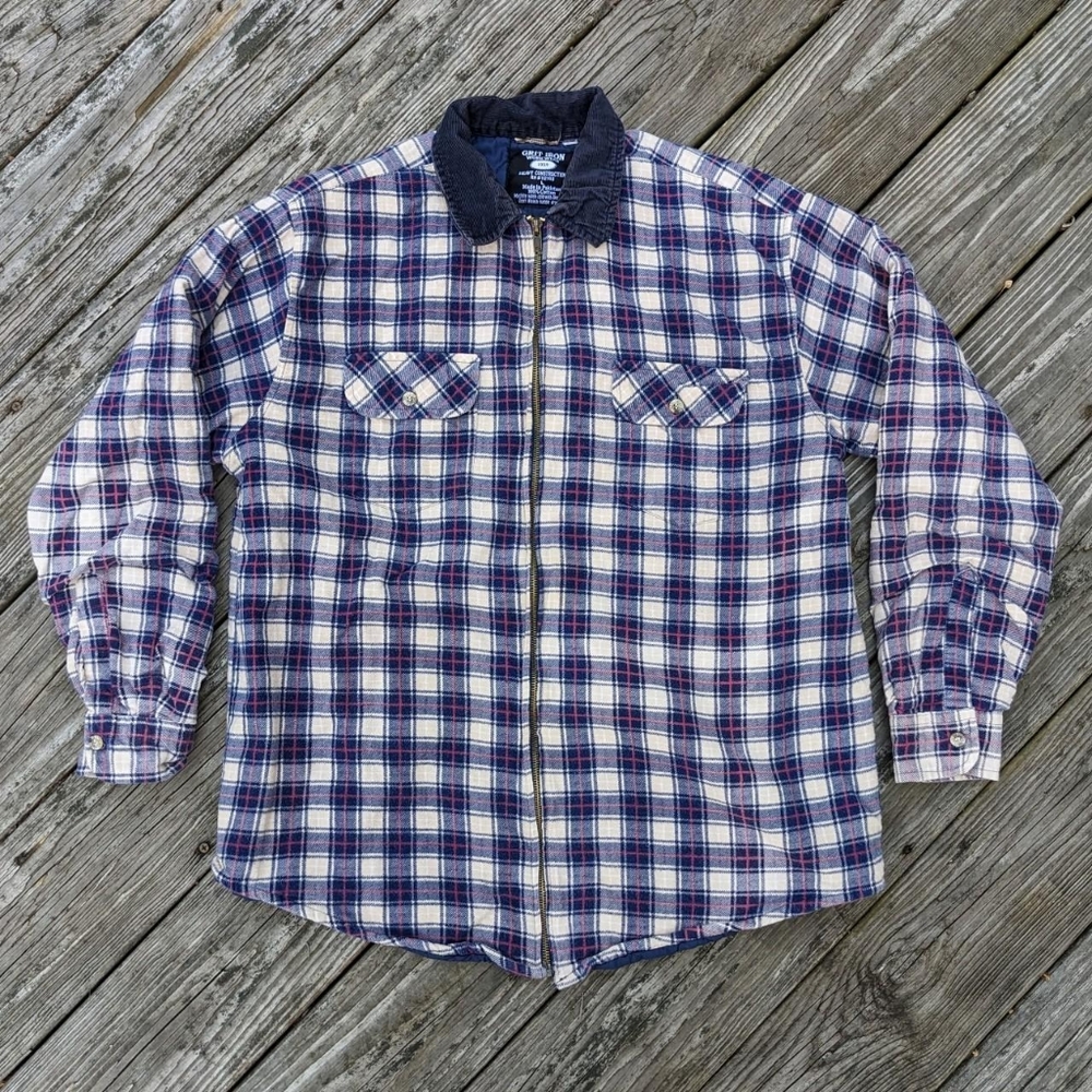 Insulated Plaid Flannel Shirt Jacket With Corduroy Co… - Gem